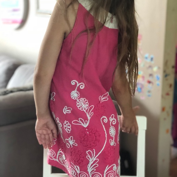 maggie breen | Dresses | Maggie Breen Pink White Embroidered Dress ...